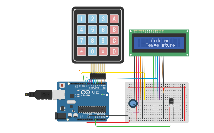 Circuit design lab -10 keypad and LCD Task 2 - Tinkercad