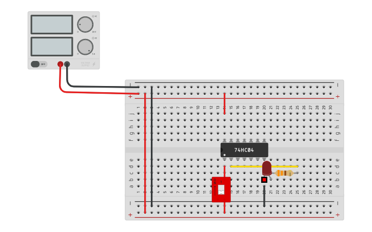 Circuit design Not Gate | Tinkercad