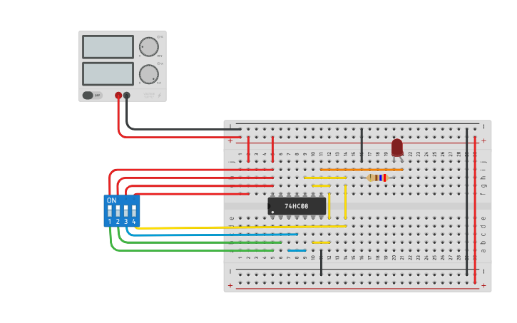 Circuit design Calvio circuito porta AND quadrupla | Tinkercad