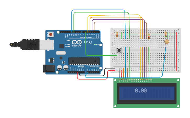 Circuit design LCD Variables - Tinkercad