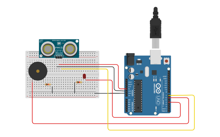 Circuit design Sonar Arduino - Tinkercad