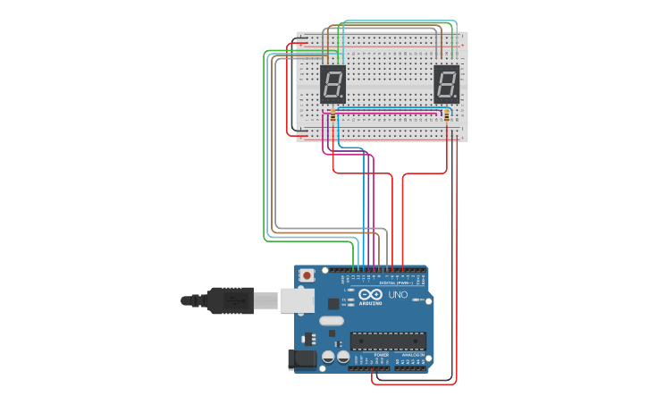 Circuit design Led số - Tinkercad