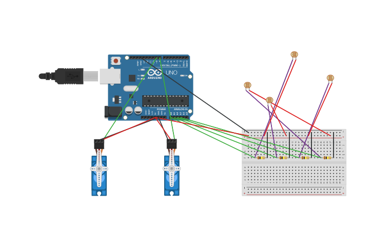 Circuit design dual axis sun tracker - Tinkercad