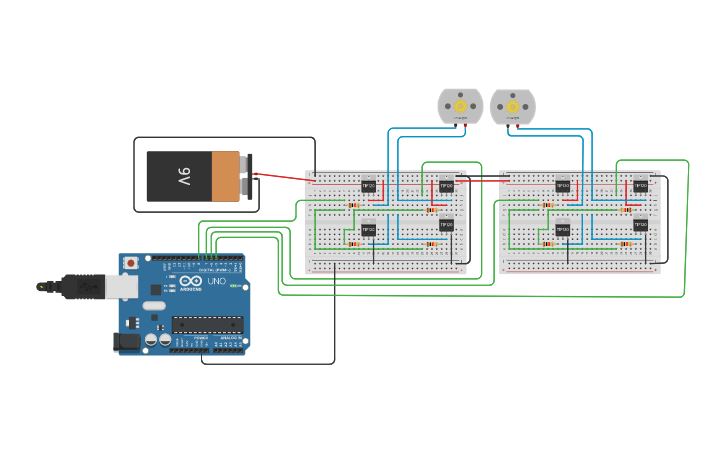 Circuit design NUEVO Jose Luis Hernandez - Puente H con Arduino - Tinkercad Circuit design NUEVO Jose Luis Hernandez - Puente H con Arduino - Tinkercad