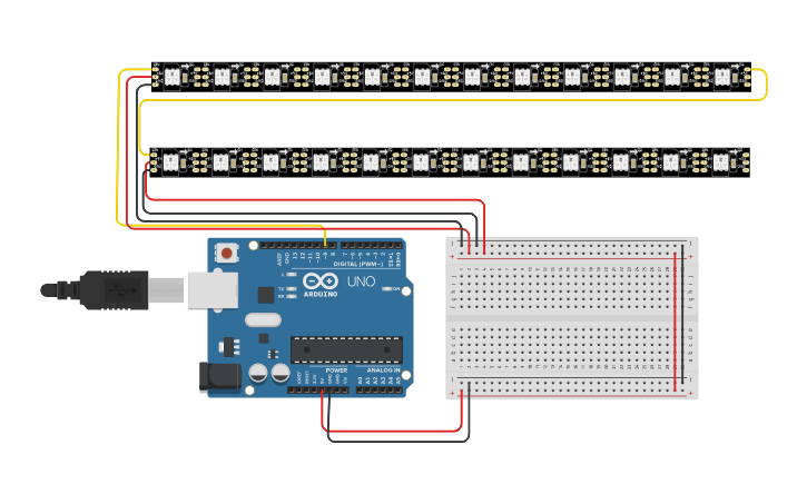 Circuit design Neopixels - Tinkercad