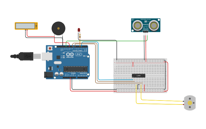 Circuit design Forward collision Warning system - Tinkercad