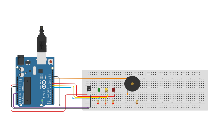Circuit design Copy of Temperature Sensor with Alarm - Tinkercad