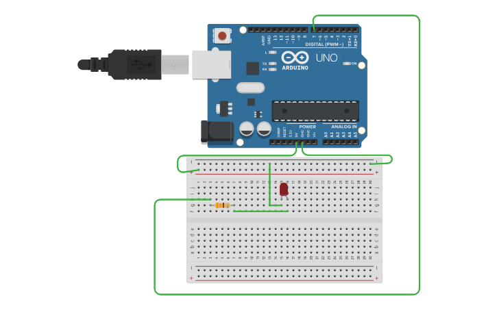 Circuit design 1st Arduino Simulation Project- LED Light | Tinkercad