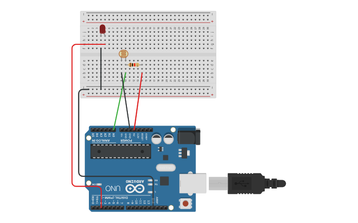 Circuit design Photoresistor_LED-Analog | Tinkercad