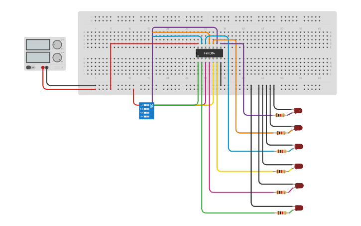 Circuit design NOT Gate - 7404 IC | Tinkercad
