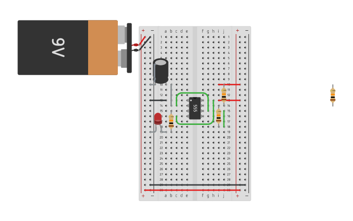Circuit design NE 555 Timer - Astable Mode - Tinkercad