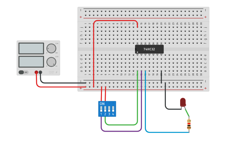 Circuit design DSD-Lab-CT-Exp2 OR Gate - Tinkercad Circuit design DSD-Lab-CT-Exp2 OR Gate - Tinkercad