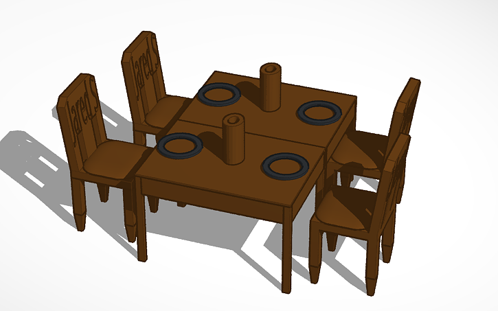 3d Design Beautiful Table With Chairs Tinkercad
