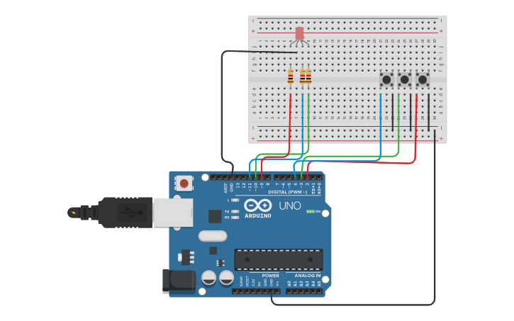 Circuit design LED RGB Switch 65706142 | Tinkercad