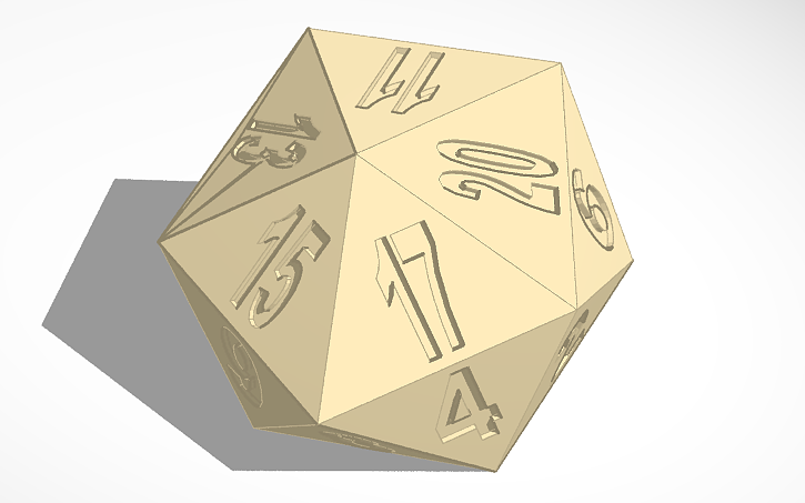 3D design 20 sided die - Tinkercad