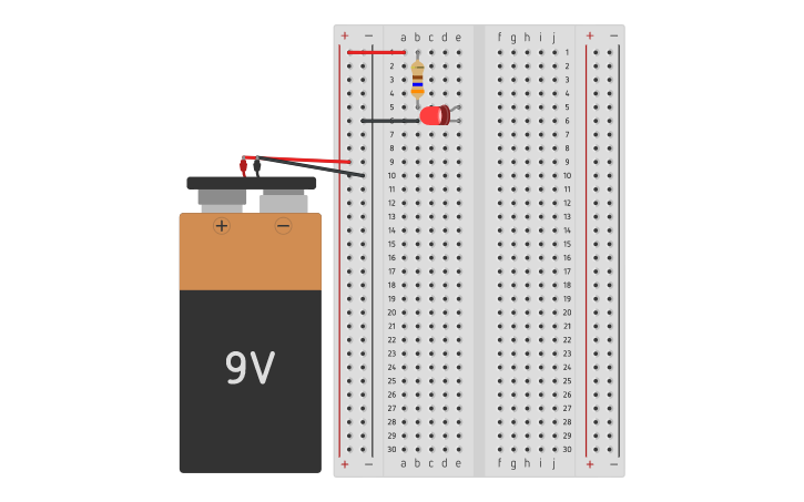 Circuit design Circuito para encender un led - Tinkercad Circuit design Circuito para encender un led - Tinkercad