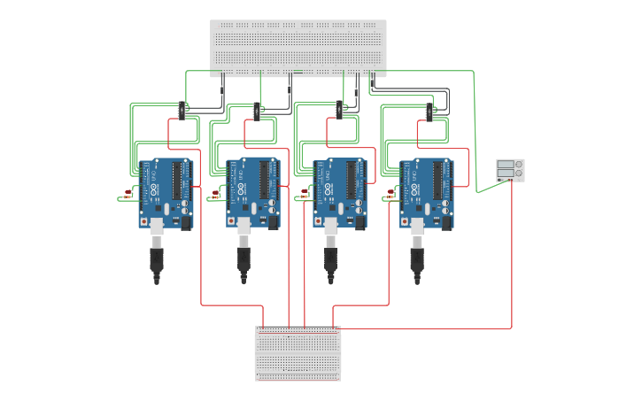 Circuit design Chat entre 4 arduinos com checksum | Tinkercad Circuit design Chat entre 4 arduinos com checksum | Tinkercad