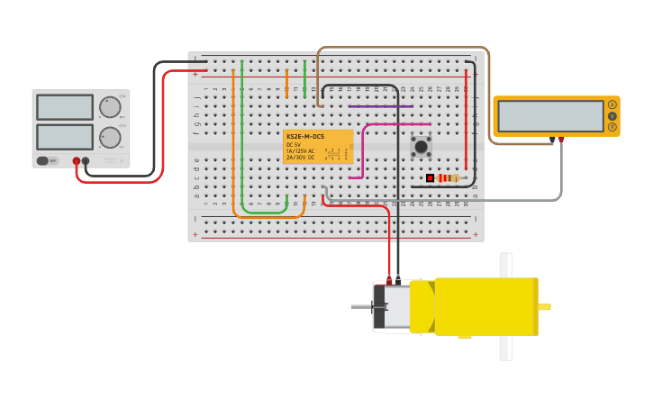 Circuit design Reversão de motor CC usando relé diferencial - Tinkercad Circuit design Reversão de motor CC usando relé diferencial - Tinkercad