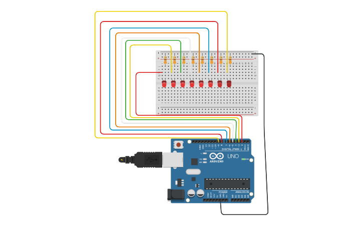 Circuit Design Driving Multiple Leds Tinkercad