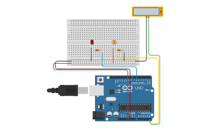 Circuit design Simple Photo-resistor | Tinkercad