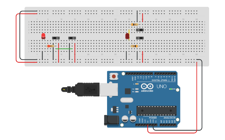 Circuit design series parallel connections - Tinkercad