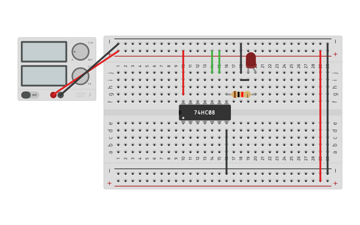 Circuit design 74HC08 - AND - Tinkercad