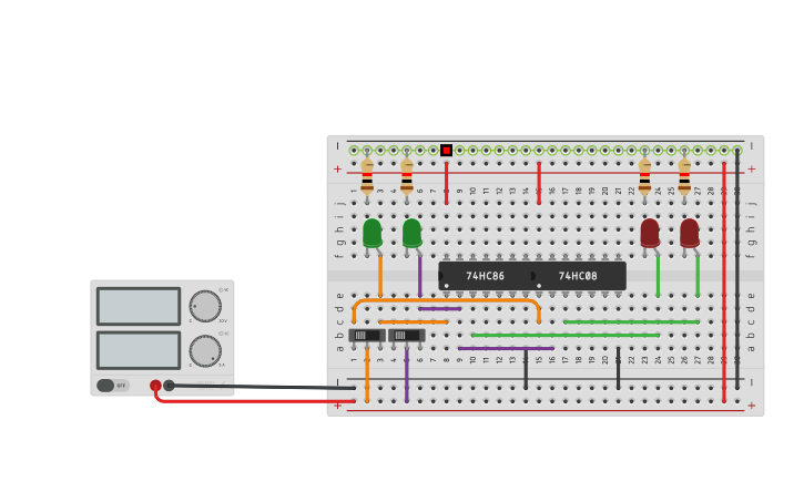 Circuit design Half Subtractor | Tinkercad