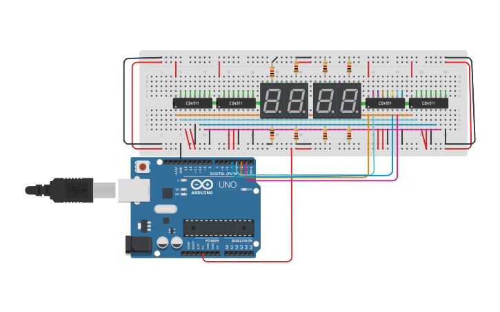 Circuit design CD4511_arduino - Tinkercad