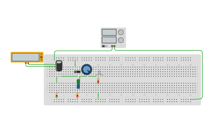 Circuit design Circuito con condensador | Tinkercad