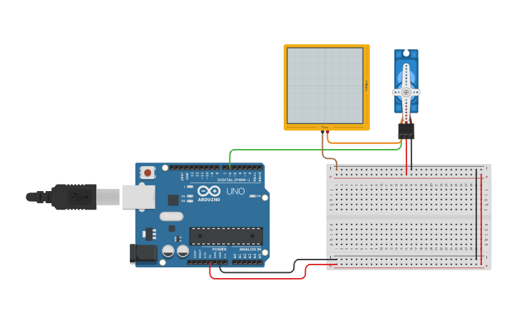 Circuit design Servo com comunicação USART | Tinkercad