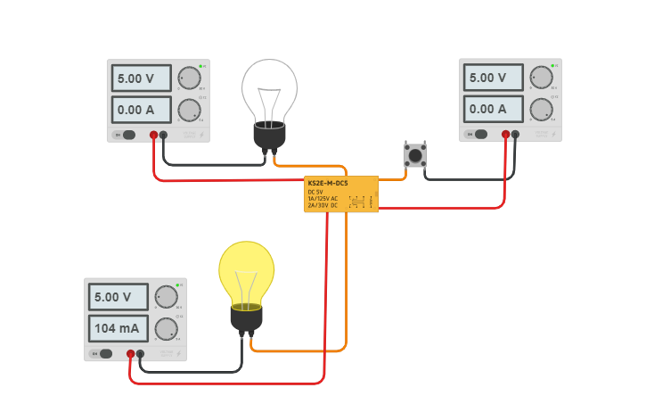 Circuit design Relé que controla una bombilla - Tinkercad