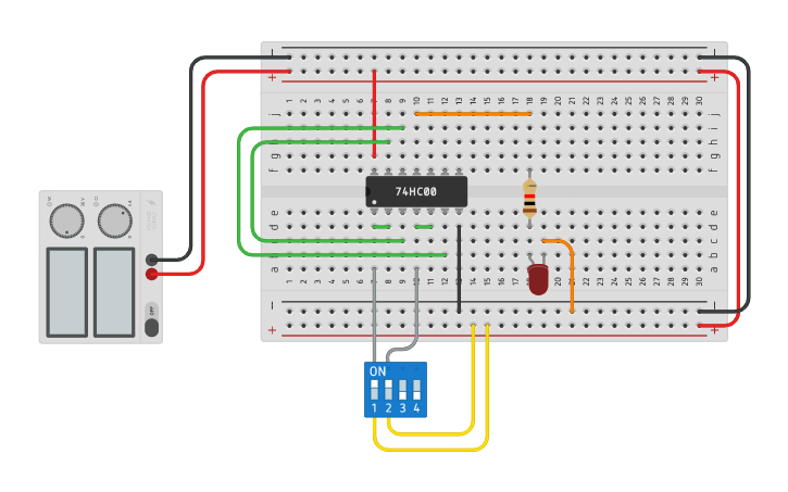 Circuit design OR Gate using NAND Gate(7400) | Tinkercad