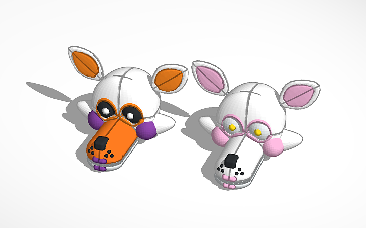 3D design lobit and funtime foxy head - Tinkercad