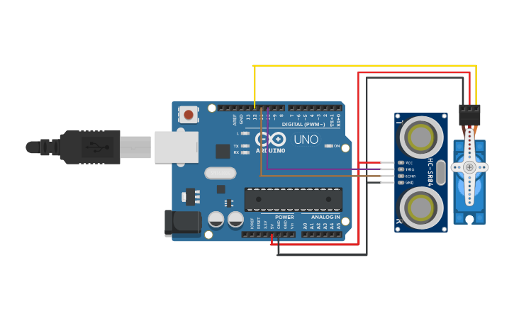 Circuit design How to Make a Radar - Tinkercad