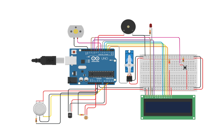 Circuit Design Smoke And Fire Detection Tinkercad