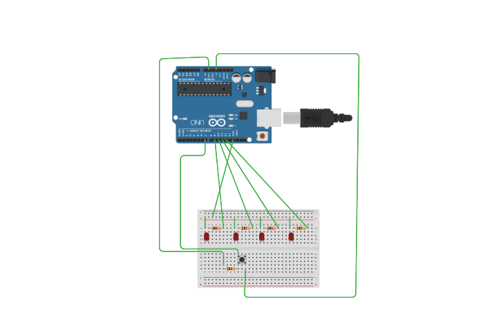 Circuit Design Push Button Controlling Odd And Even Led Glowing Tinkercad
