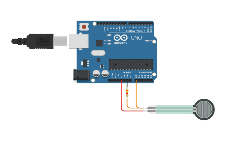 Circuit design Force Sensor Resistor - Tinkercad