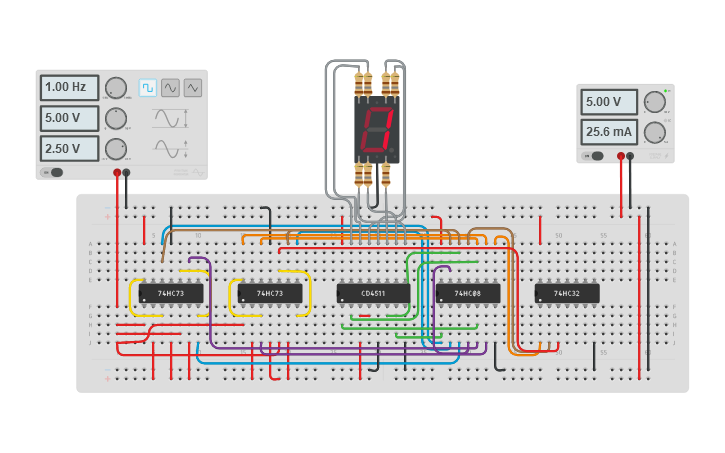 Circuit design Contador de 0-9 con ff J-K | Tinkercad Circuit design Contador de 0-9 con ff J-K | Tinkercad