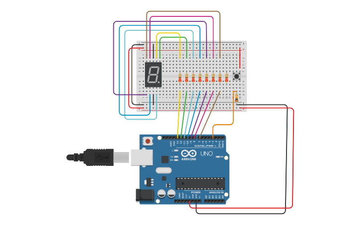 Circuit design Display 7 segmentos | Tinkercad