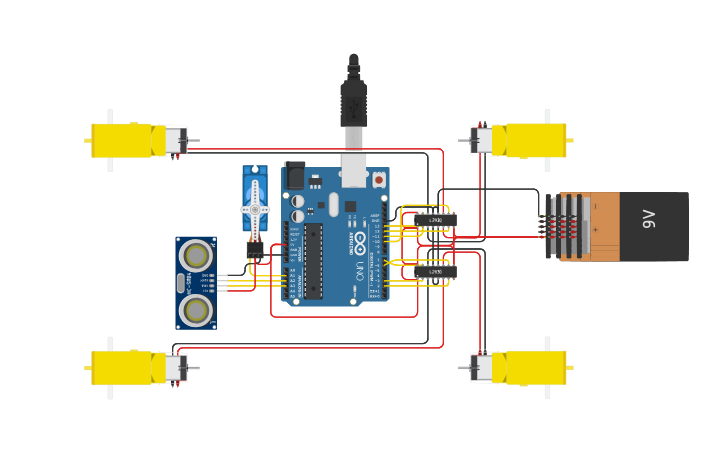 Circuit design Self Driving Car - Tinkercad