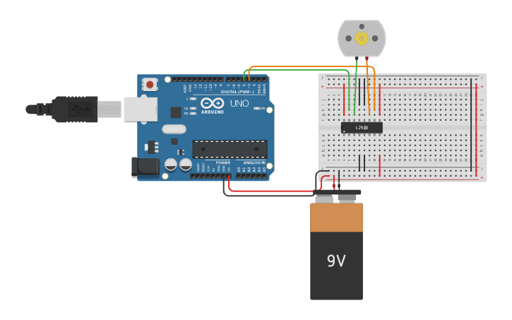 Circuit design DC motor pump - Tinkercad