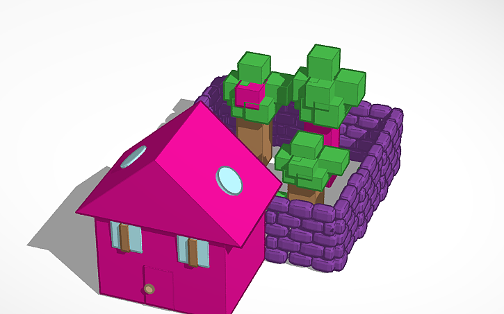 3D design casa con patio - Tinkercad
