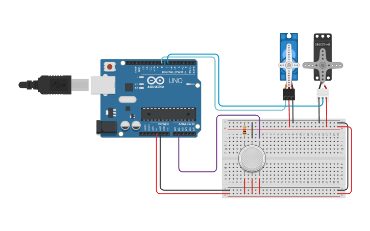 Circuit Design Sensor De Gas Servomotor Tinkercad