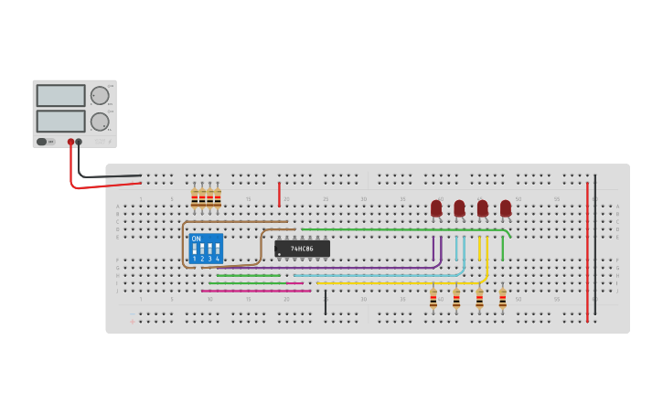 Circuit design BINARY to GRAY | Tinkercad