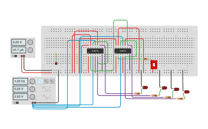 Circuit design LEFT SHIFT REGISTER - Tinkercad