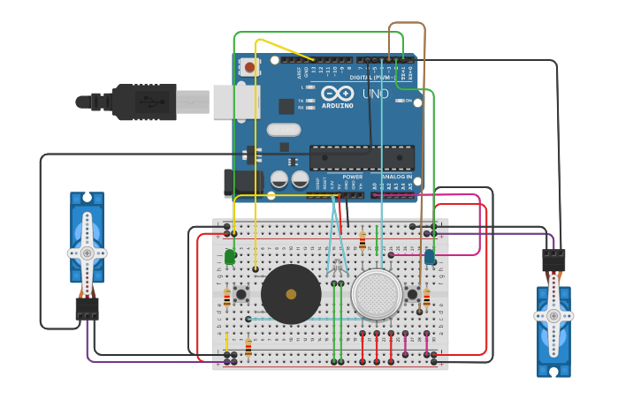Circuit design sensor de gas | Tinkercad