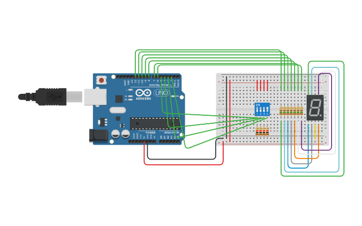 Circuit Design Circuito Con Un Display De 7 Segmentos Tinkercad