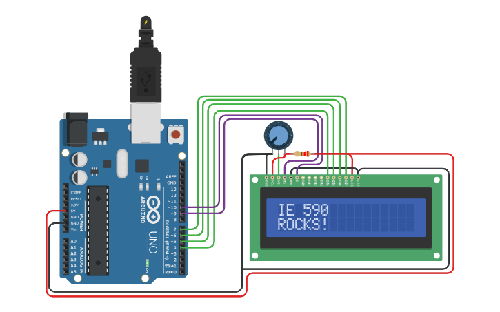 Circuit design Arduino LCD - Tinkercad