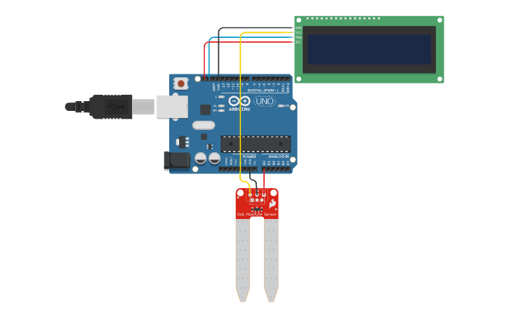 Circuit design Sensor de humedad LCD I2C - Tinkercad