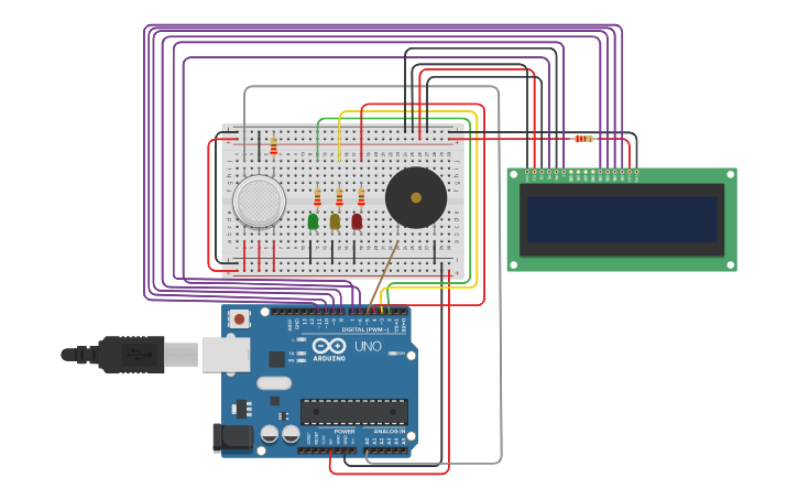 Circuit design Gas sensor project | Tinkercad